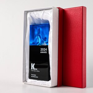 Blue and Black Trophy Award, Unique Crystal Trophy, Customize Corporate ...