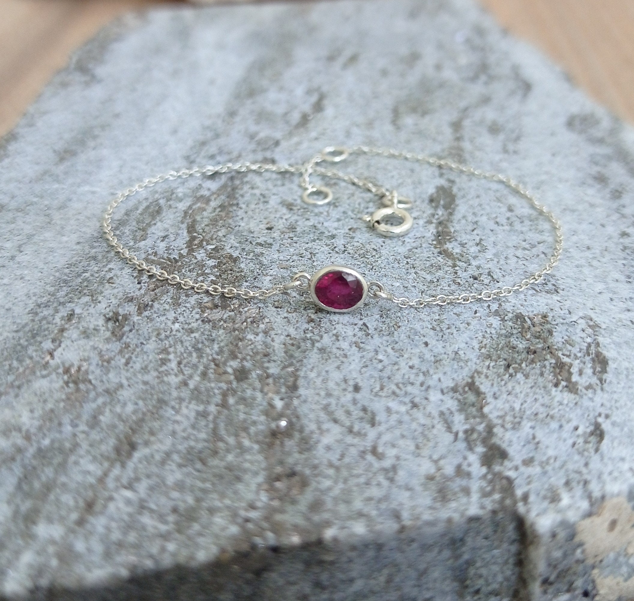 Ruby Bracelet 925 Sterling Silver Handmade Bracelet | Etsy
