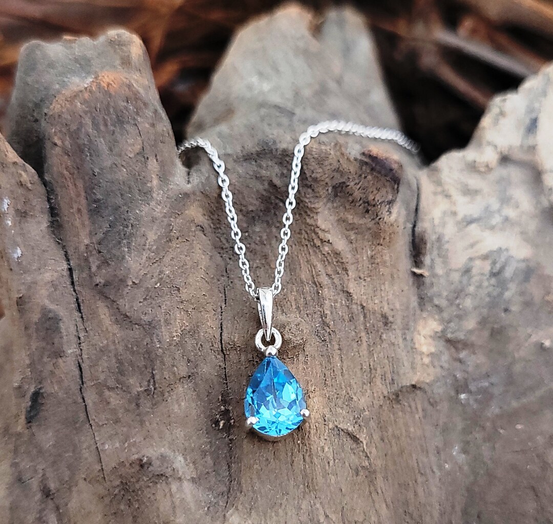 Blue Topaz Pendent, Sterling Silver, Natural Blue Topaz, December ...