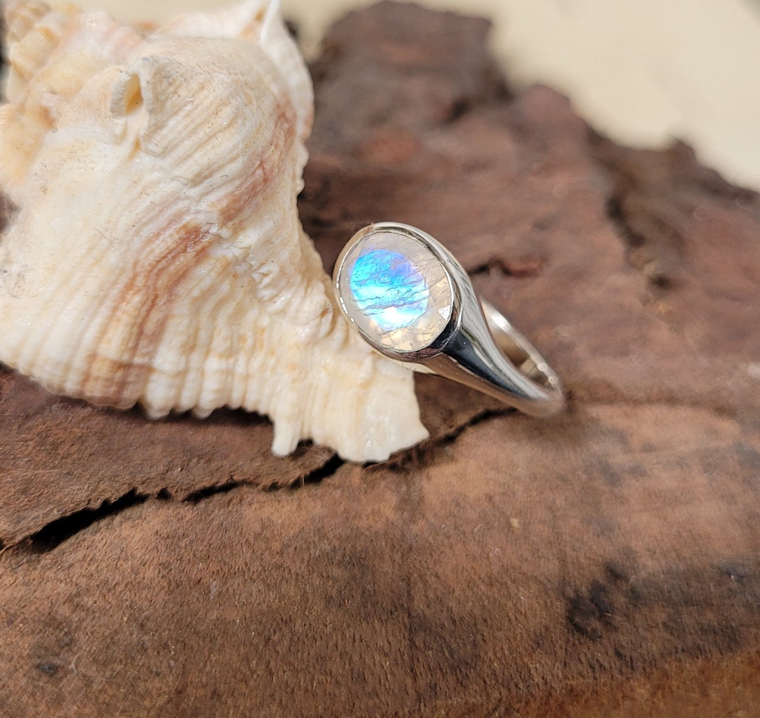 Rainbow Moon Stone Ring, 925 Sterling Silver, Handmade Ring, Natural ...