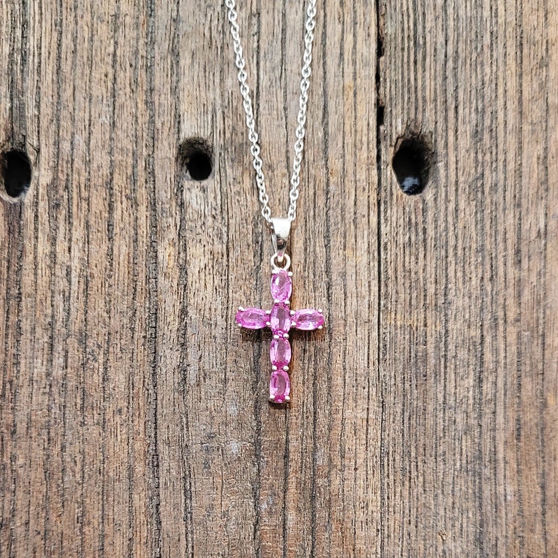 Pink Cross Necklace - Etsy