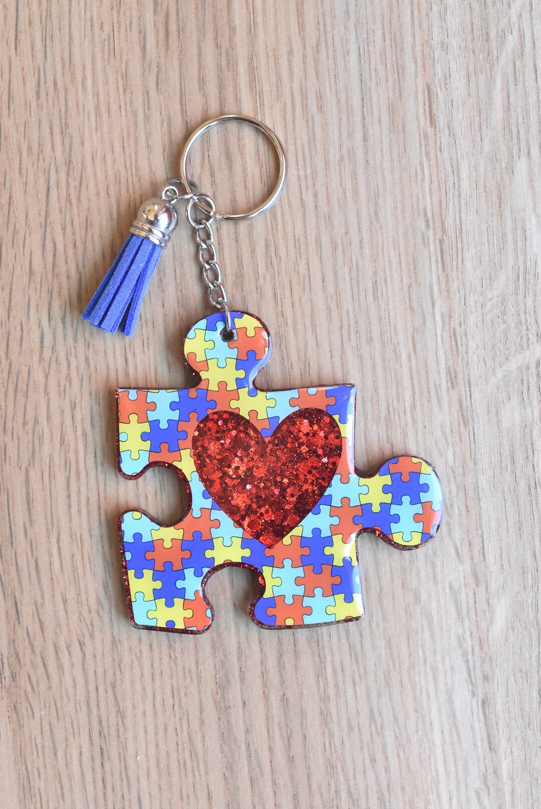 Autism Keychain Keychain Glitter Keychain Puzzle Piece - Etsy UK
