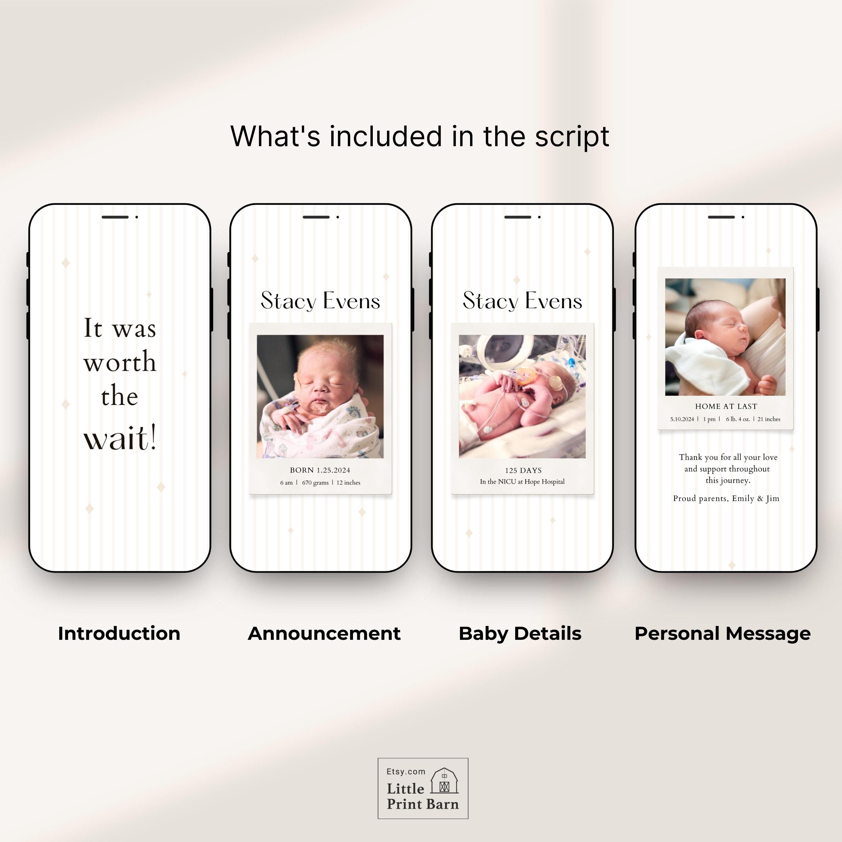 NICU Premature Baby Birth Announcement Video Template, Worth the Wait ...