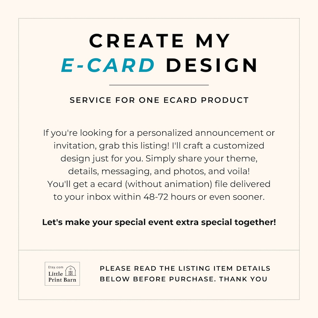 Create a Custom E-card Announcement or Invite for Me, 48-72 Hours or ...