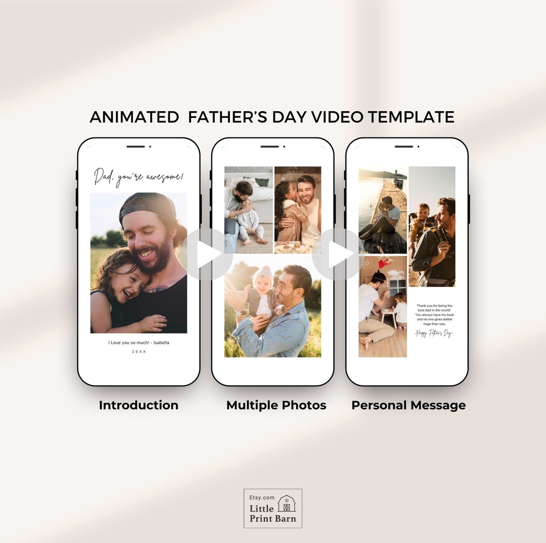Fathers Day Animated Video, Instant Download, Mobile, Canva, Happy ...