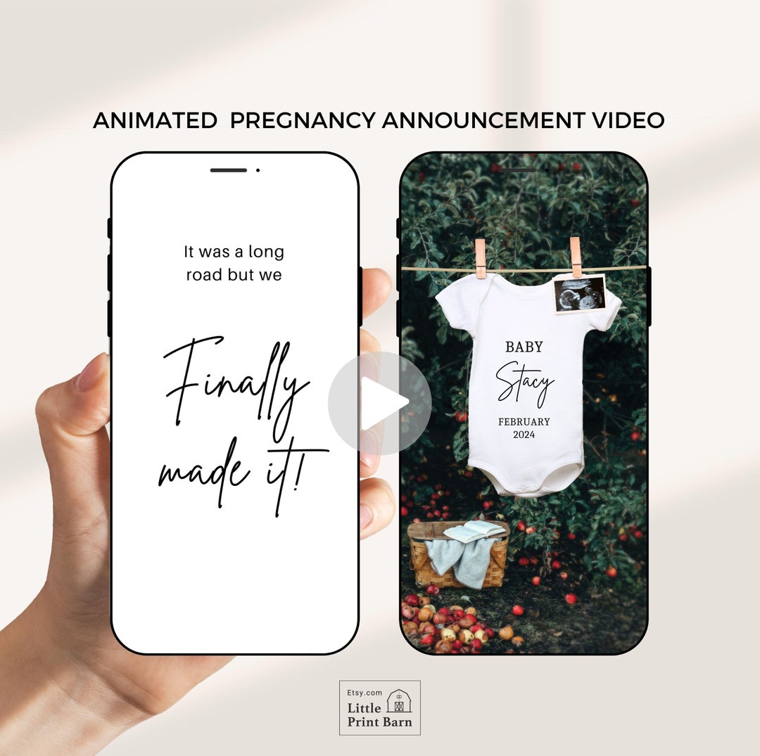 Animated Digital Fall Onsie Pregnancy Announcement Video Canva Template ...