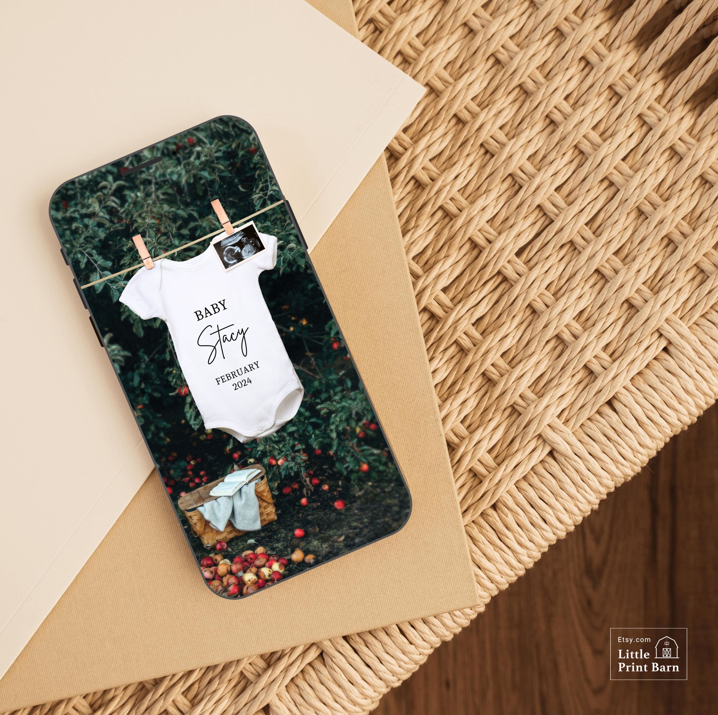 Animated Digital Fall Onsie Pregnancy Announcement Video Canva - Etsy