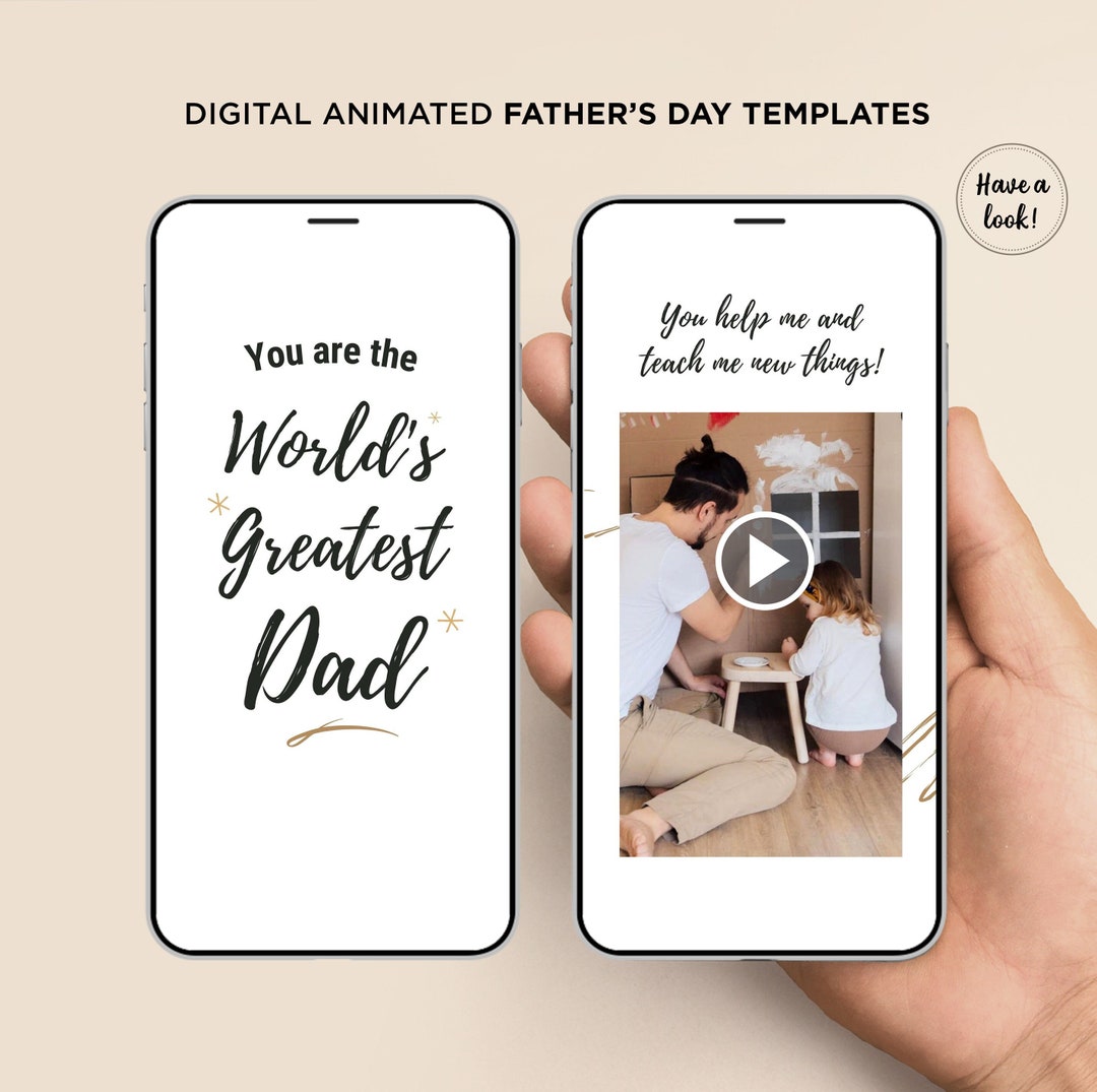 Fathers Day Animated Video, Instant Download, Mobile, Canva, Happy ...