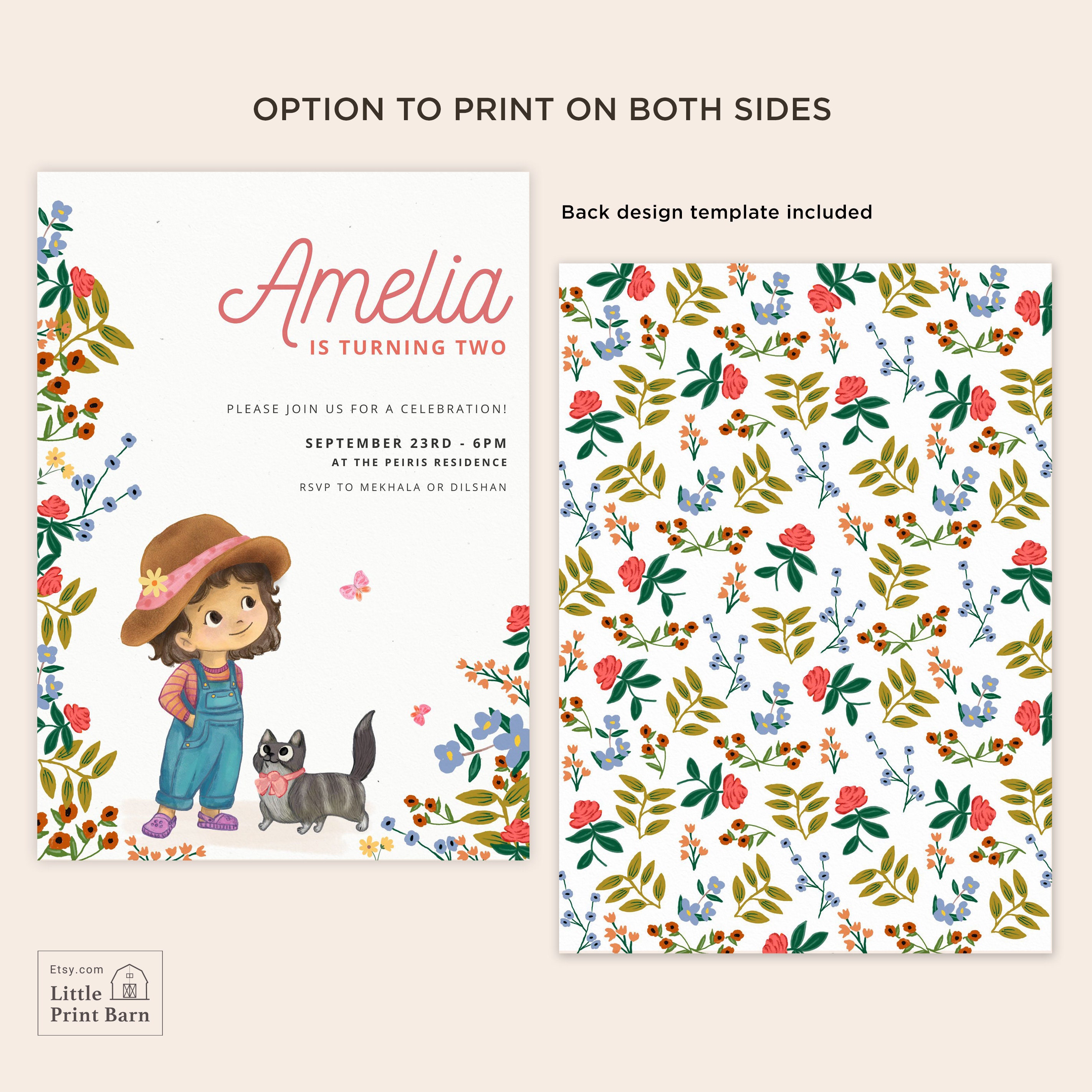 Second Birthday Girl, Editable Template, Turning Two Invite, Birthday ...