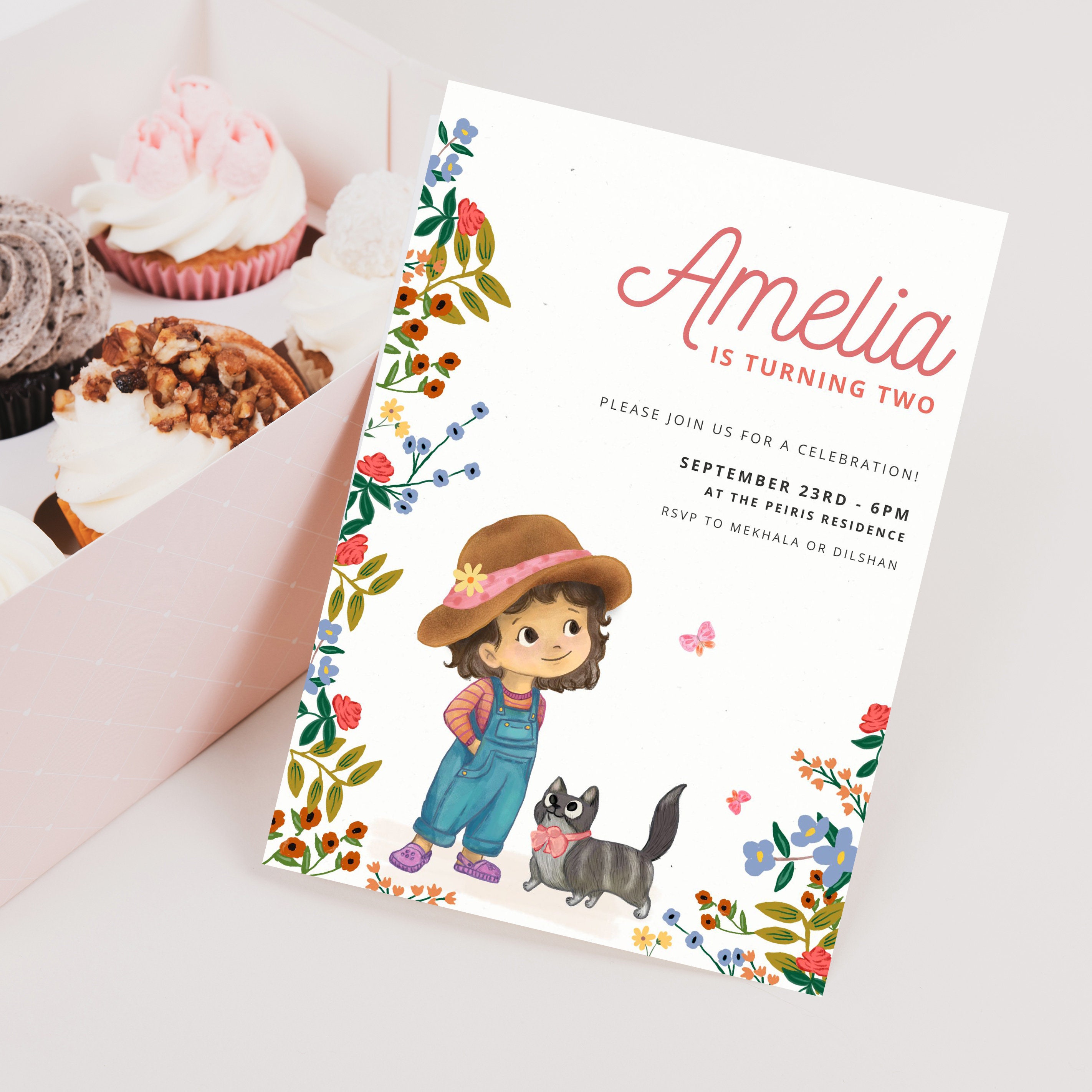 Second Birthday Girl, Editable Template, Turning Two Invite, Birthday ...