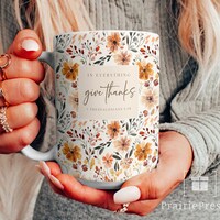 Grateful Mug Gift, Custom Thankful Mug, Fall Mug With Name, Autumn ...