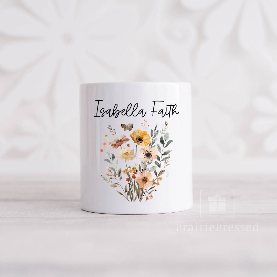 Wildflower Coin Bank, Custom Coin Bank Christmas Gift Girl Personalized ...