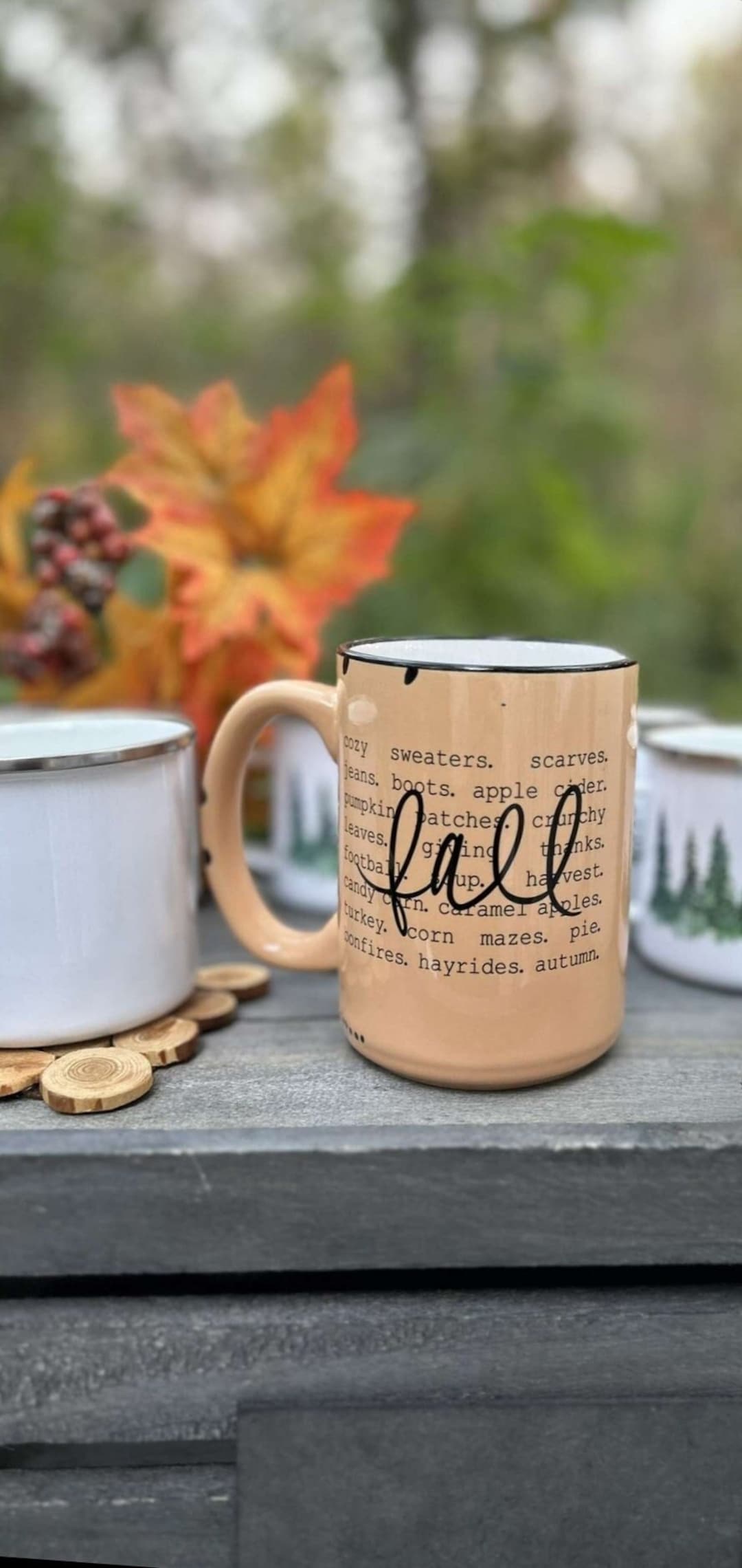Cute Fall Mug, Fall Words, Rustic Chipped Ceramic Mug, Fall Décor 2024 ...