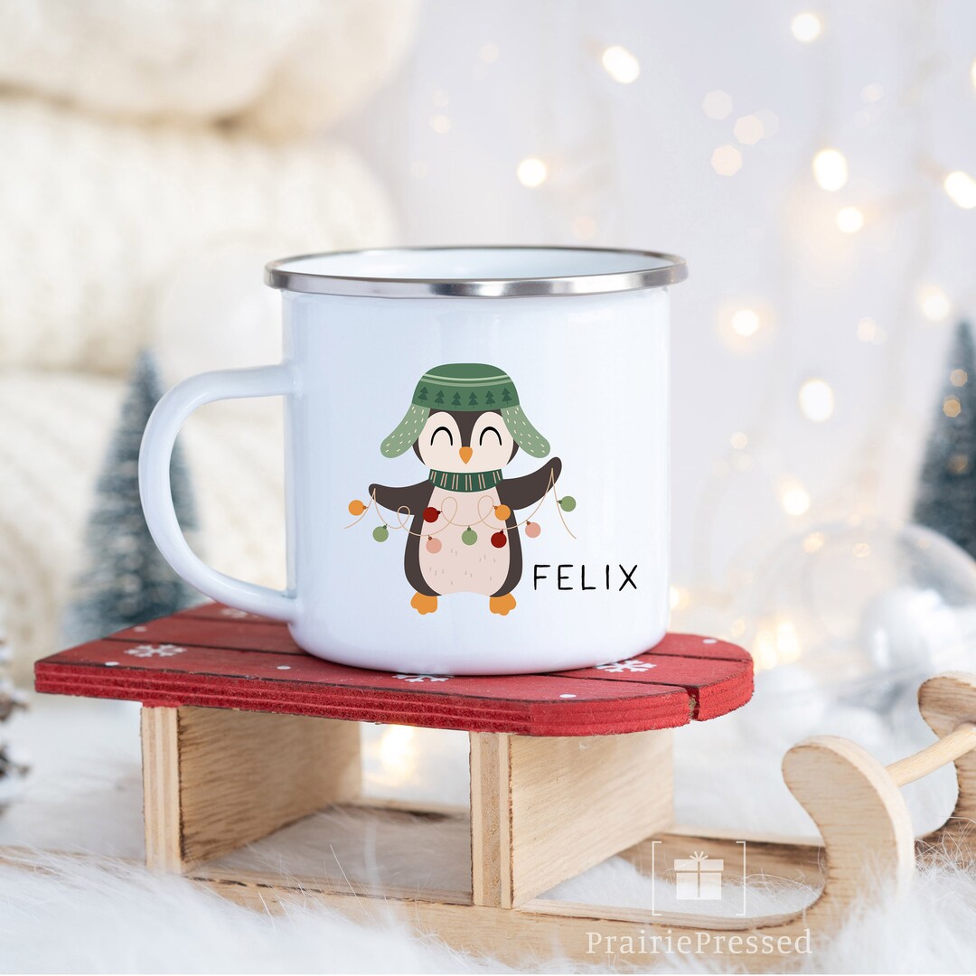 Christmas Kids Hot Cocoa Mug, Penguin Mug, Cute Hot Chocolate Cup ...