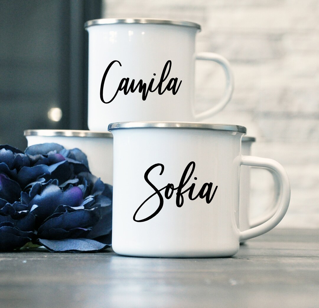 Custom Enamel Mug Personalized Bridal Mugs Custom Bride Mug - Etsy