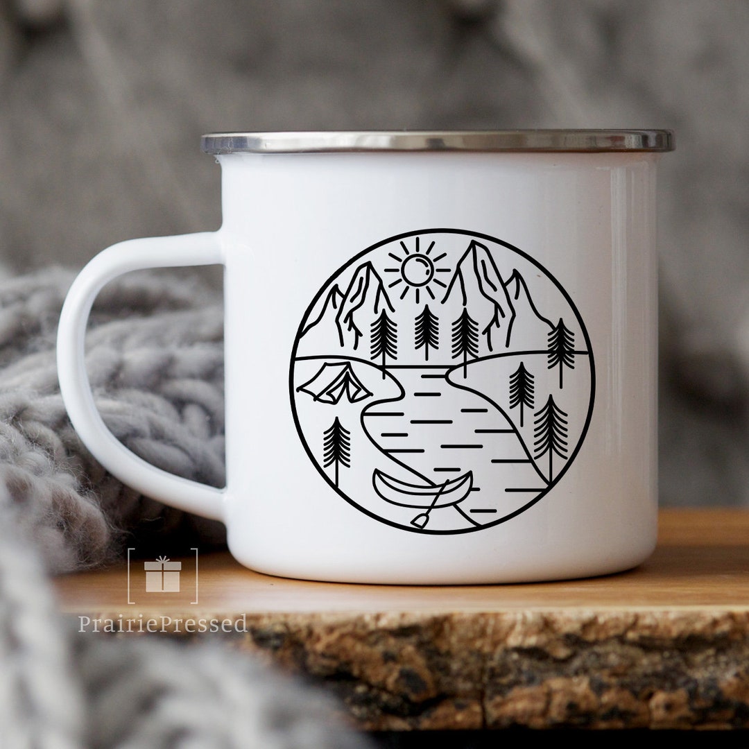 Explore Enamel Mug, Canoe Tent Mug, Custom Enamel Mug, Personalized ...