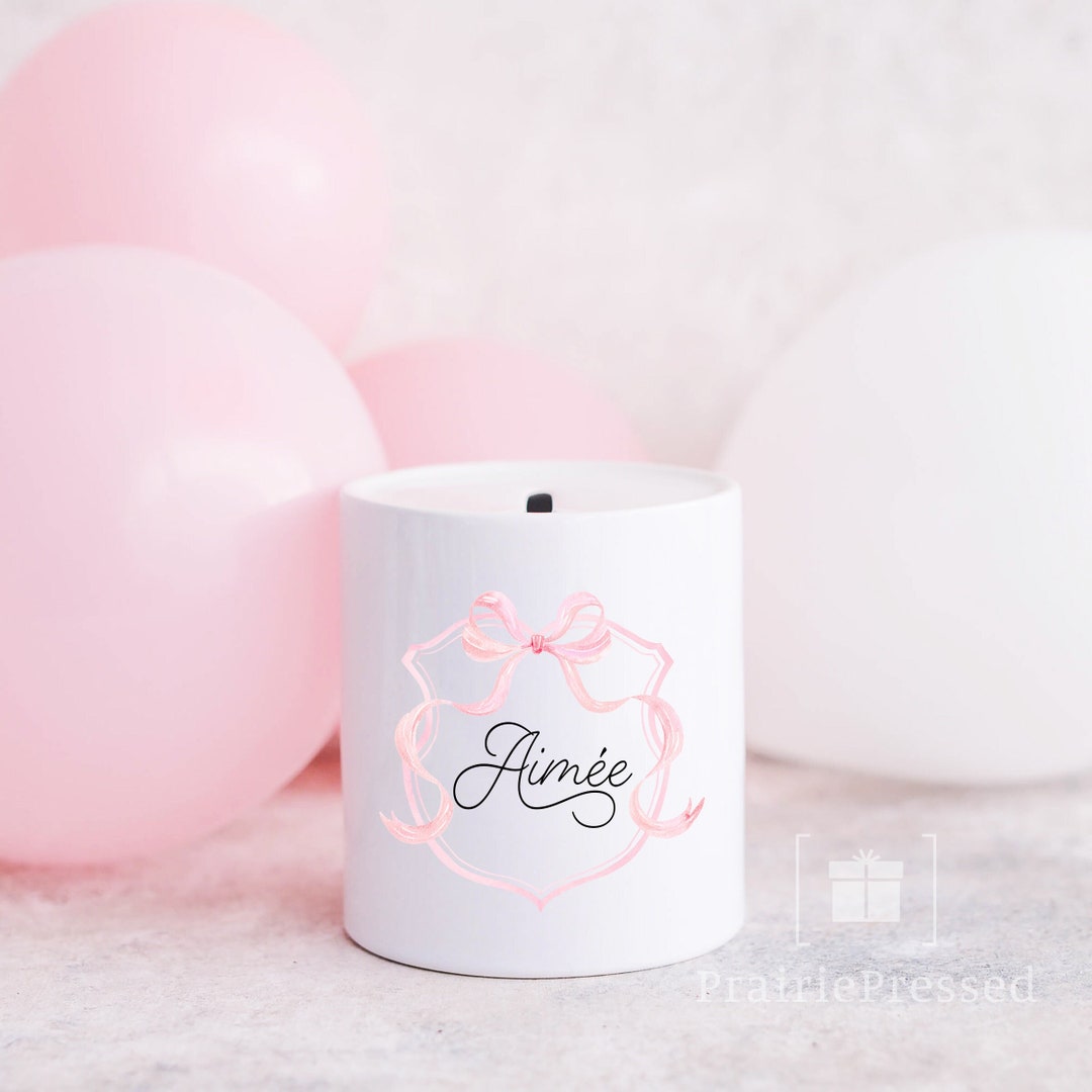 Pink Bow Coquette Coin Bank, Custom Coin Bank, Christmas Gift Girl ...