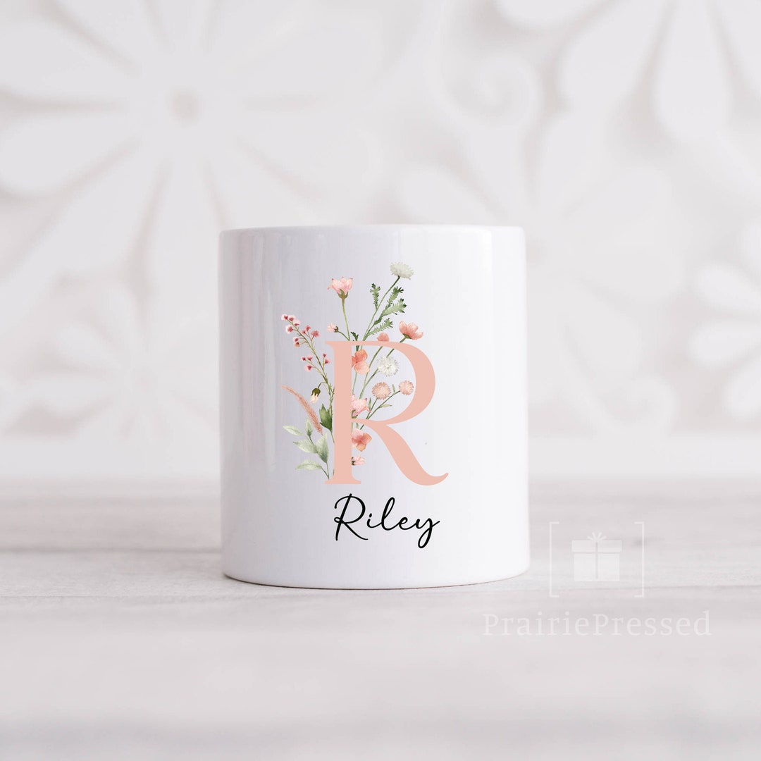Wildflower Coin Bank, Custom Monogram Coin Bank, Christmas Gift Girl ...