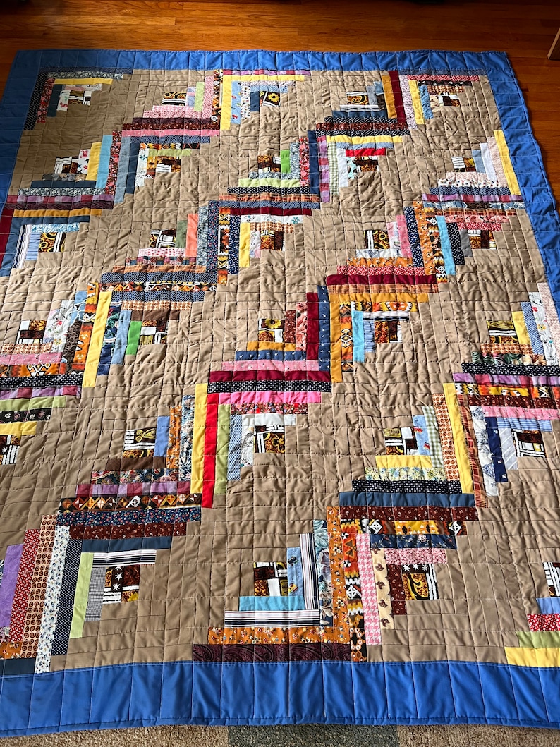 Handmade Full Size Log Cabin Quilt - Etsy