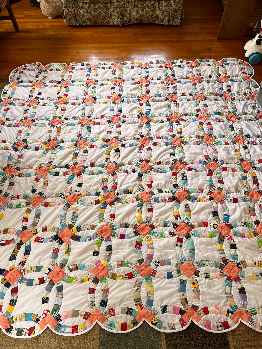 King Size Handmade Double Wedding Ring Quilt - Etsy