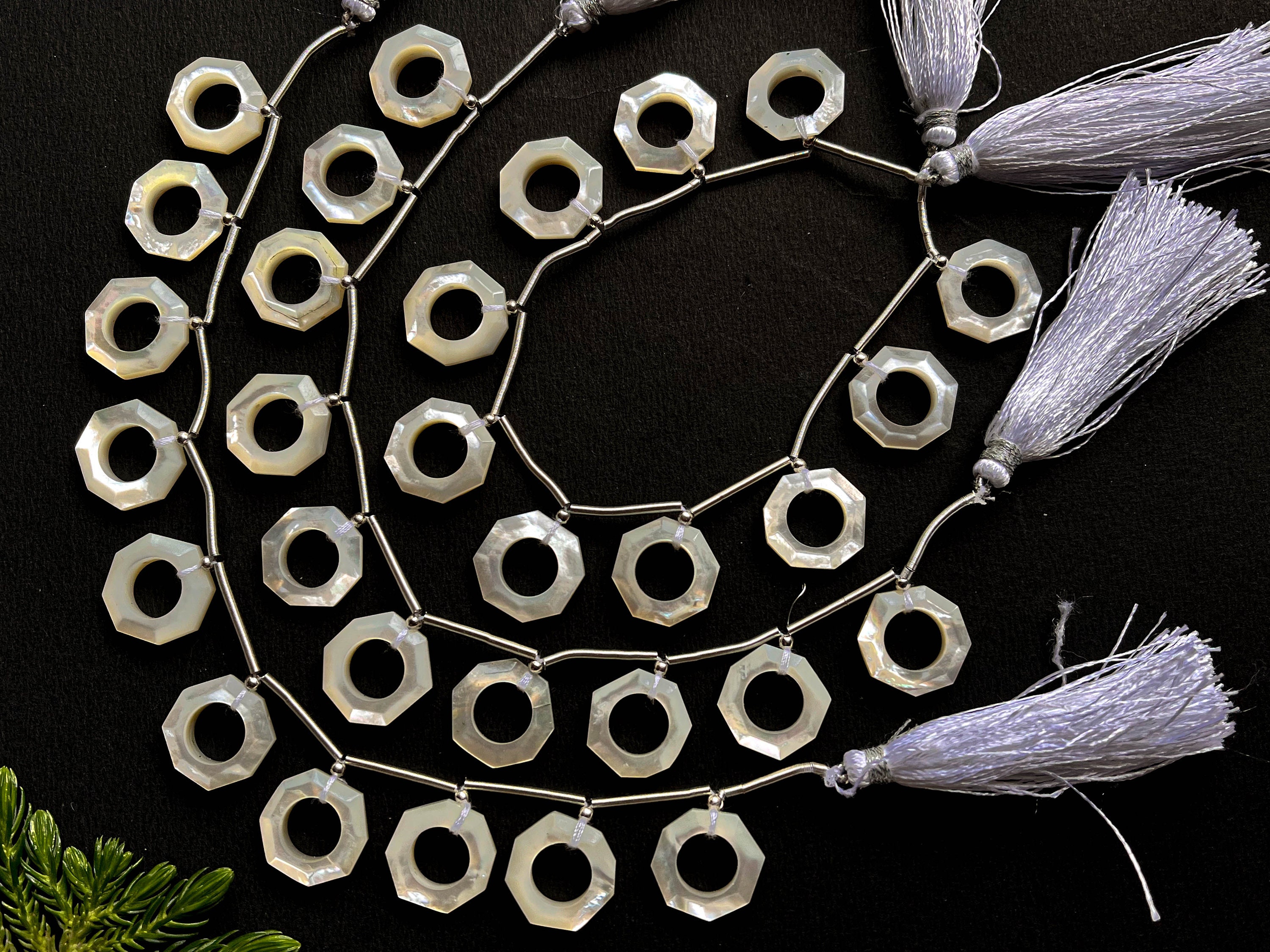 10 Pieces MOTHER OF PEARL Octagon Shape Faceted Hoop Beads, Natural ...