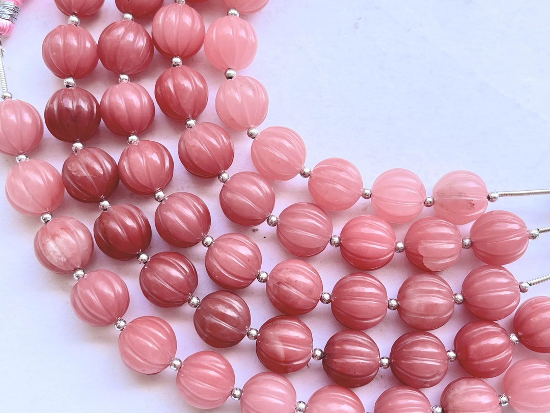 12 Pieces Natural Guava Quartz Carved Sphere Shape Beads, Natural Guava ...