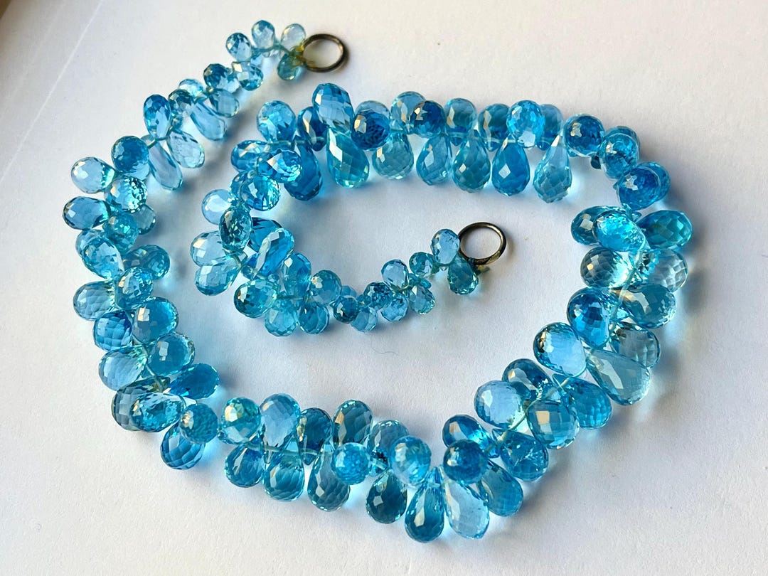 Swiss Blue Topaz Faceted Teardrops Beads | 11 Inch | 125 Pieces ...
