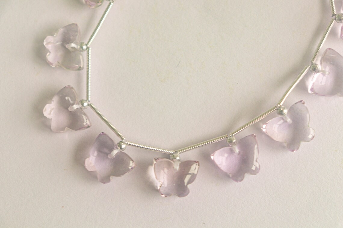 10 Pieces Pink Amethyst Smooth Butterfly Shape Beads, 9x11mm, Natural ...