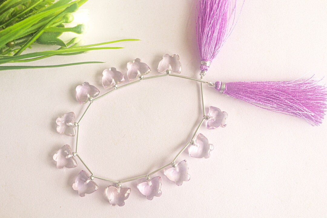 10 Pieces Pink Amethyst Smooth Butterfly Shape Beads, 9x11mm, Natural ...