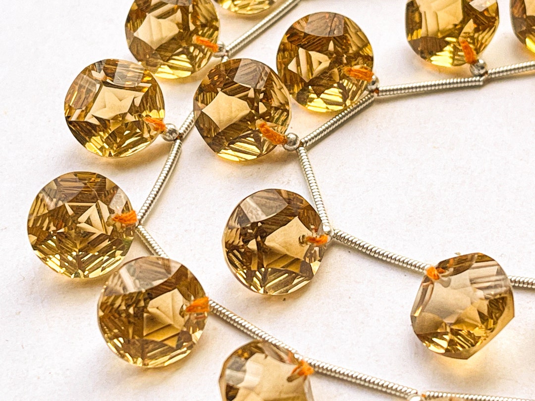 Rare! 8 Pieces Citrine Round Star Concave Cut Beads, Natural Citrine ...