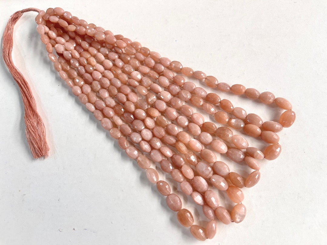 Peach Moonstone Oval Shape Step Cut Beads, Natural Peach Moonstone ...