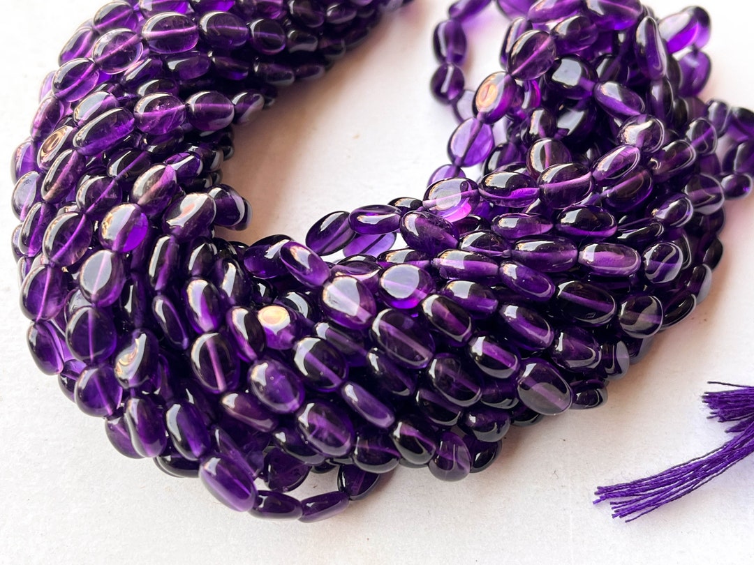 Natural Purple Amethyst Smooth Oval Shape Beads, Amethyst Oval Beads ...