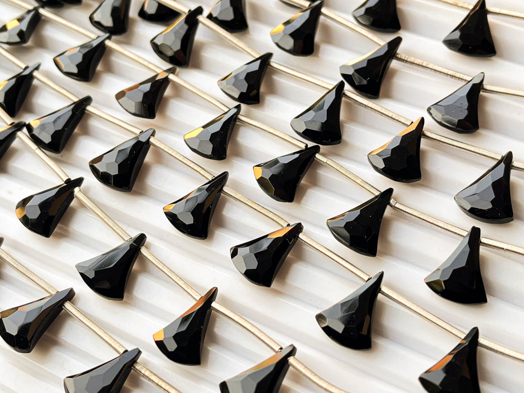 Black Spinel Faceted Fancy Triangle Shape Beads, Natural Black Spinel ...