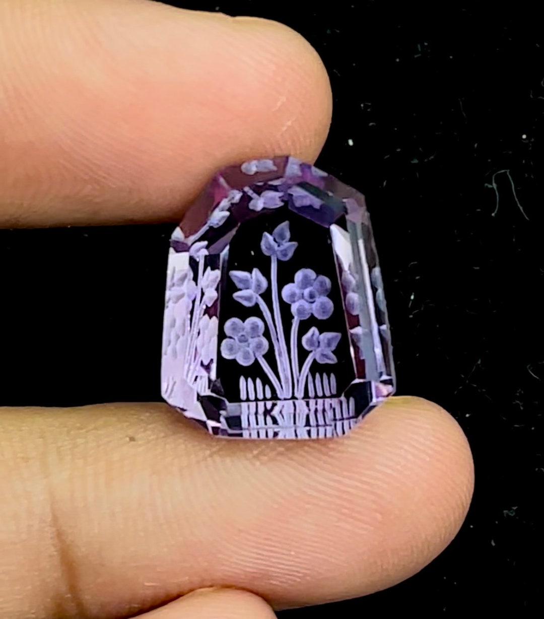 Handcarved Amethyst Fantasy Cut Reverse Carving, Amethyst Carving, 14. ...
