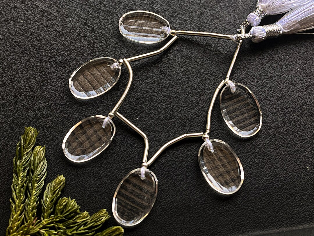 Crystal Concave Cut Oval Shape Checker Style Briolette Beads, Crystal ...