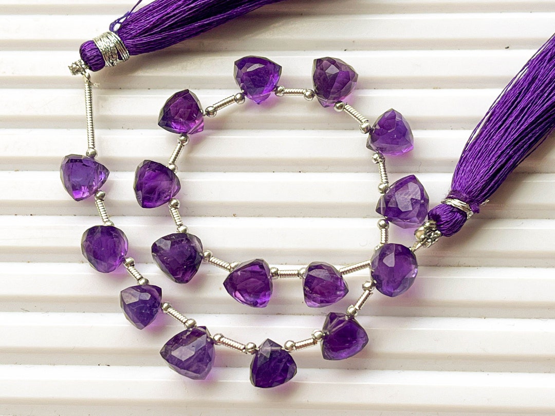 16 Pieces Amethyst 3D Trillion Shape Beads, Natural Amethyst Gemstone ...