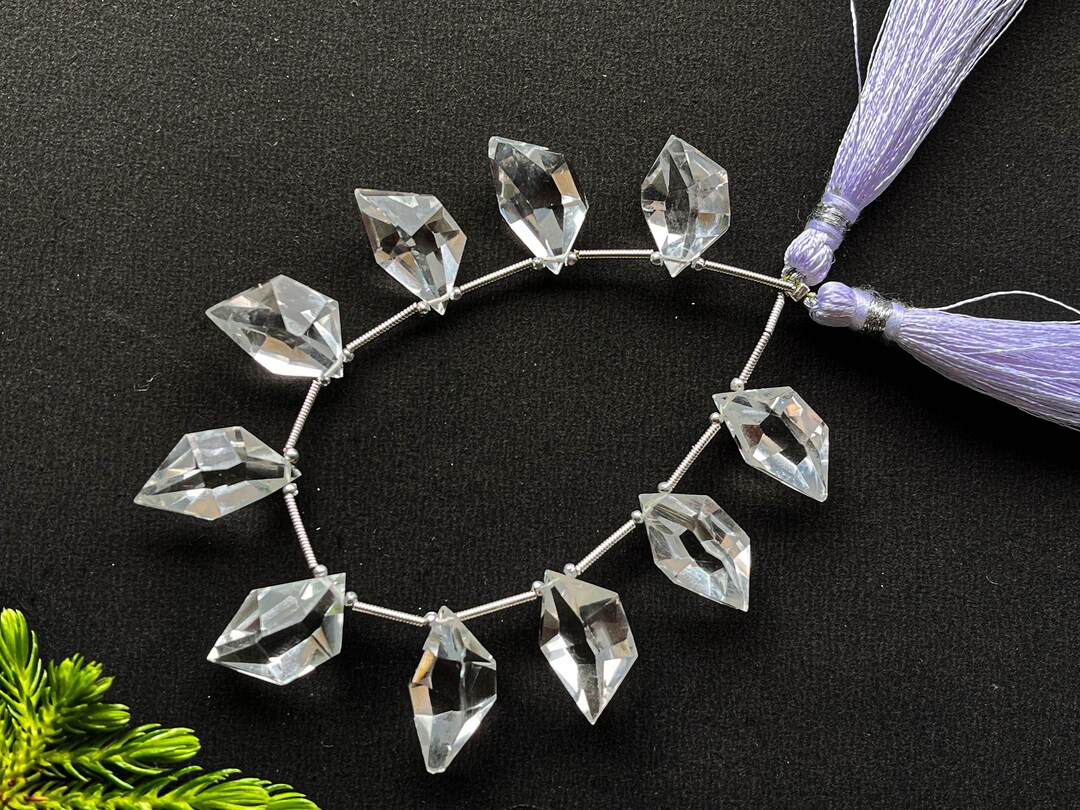 10 Pieces Crystal Spindle Cut Stone Beads, Natural Crystal Beads ...