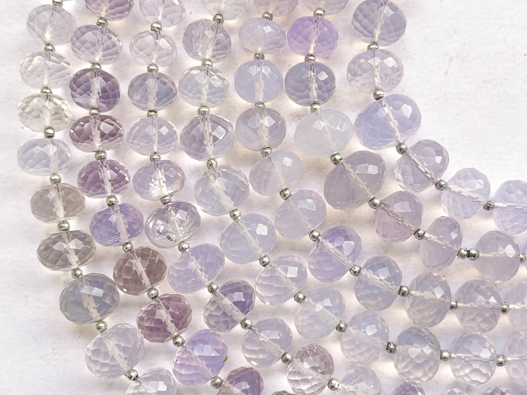 7.50 Inch Scorolite Lavender Quartz Faceted Rondelle Beads, Lavender ...