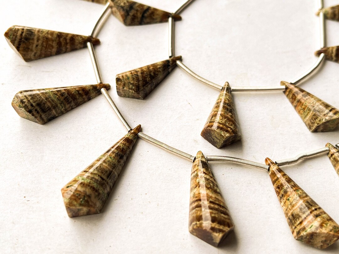 Natural Brown Stripes Jasper Cone Shape Beads, Brown Stripes Jasper for ...