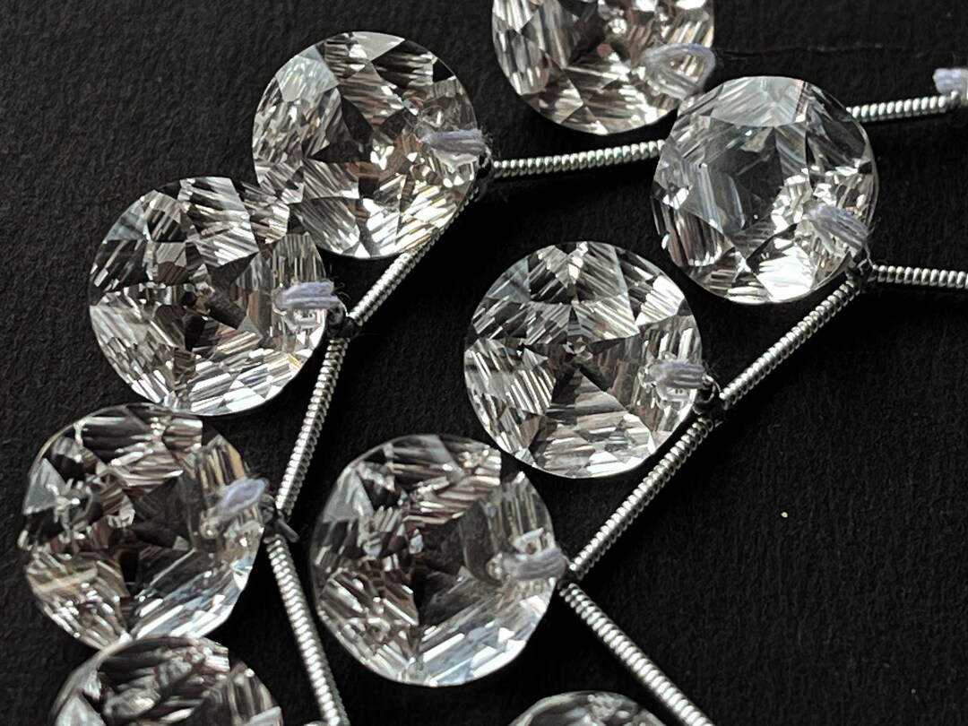 Rare! 8 Pieces Crystal Round Star Concave Cut Beads, Natural Crystal ...