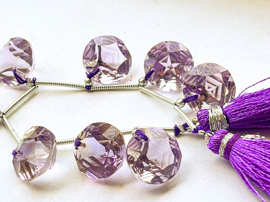 Rare! 8 Pieces Amethyst Round Star Concave Cut Beads, Natural Amethyst ...
