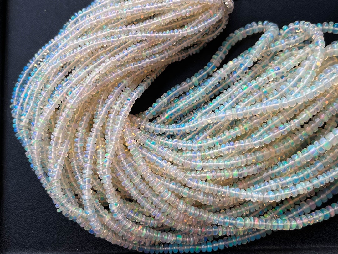 Ethiopian Opal Smooth Rondelle Beads, Natural Opal Rondelle Beads, Opal ...
