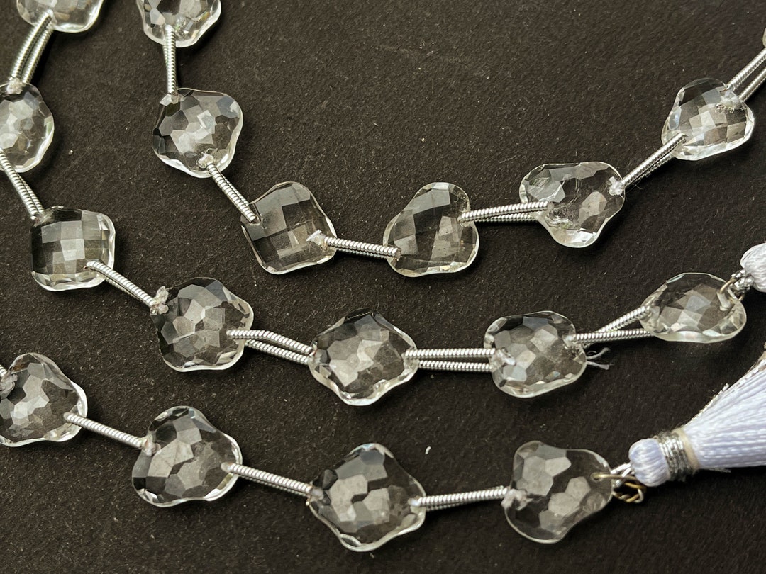 12 Pieces Crystal Hammered Cut Cloud Shape Beads, Natural Crystal ...