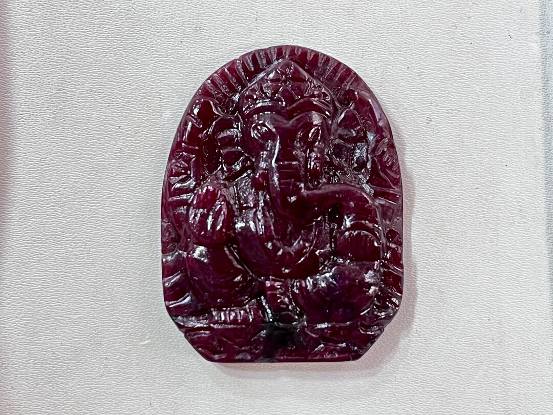 Hand Carved Ruby Ganesh, Natural Ruby Carving, Ganesh Idol for Home ...
