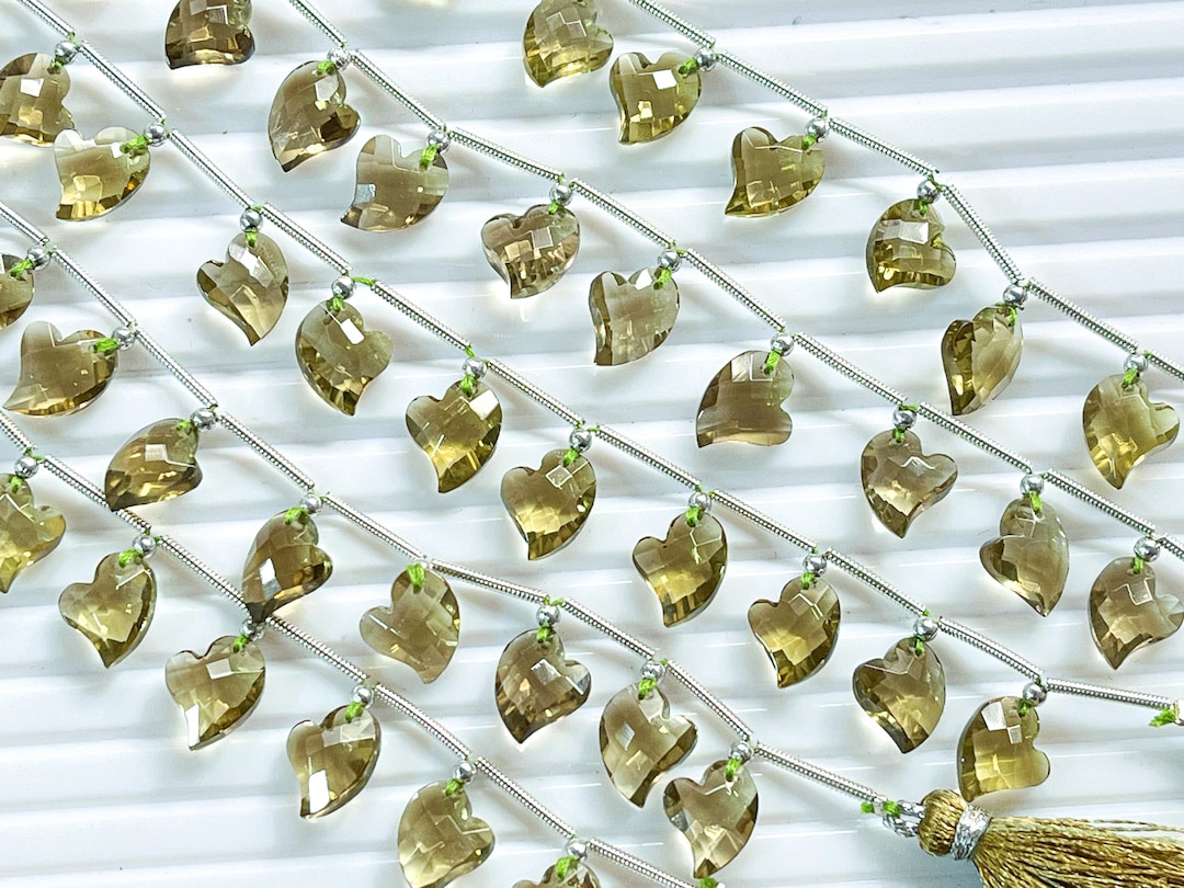 Olive Quartz Faceted Heart Shape Beads, Olive Quartz Beads, Natural ...