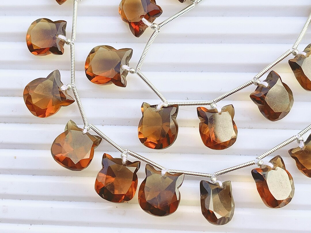 10 Pieces Cognac Quartz Cat Shape Cut Stone Beads, Natural Cognac ...