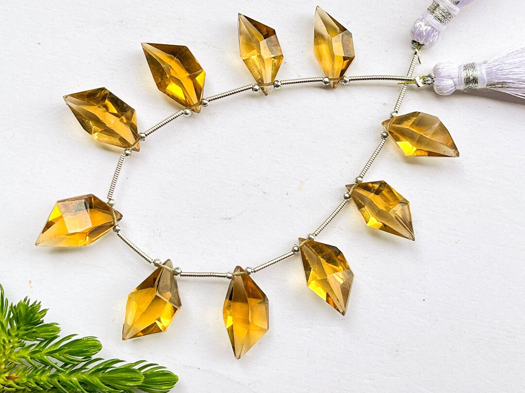 10 Pieces Beer Quartz Spindle Cut Stone Beads, Natural Beer Quartz ...