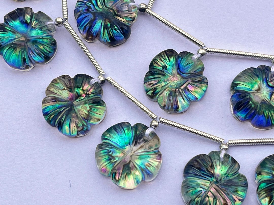 Beautiful! Natural Abalone Shell and Crystal Doublet Flower Carving ...