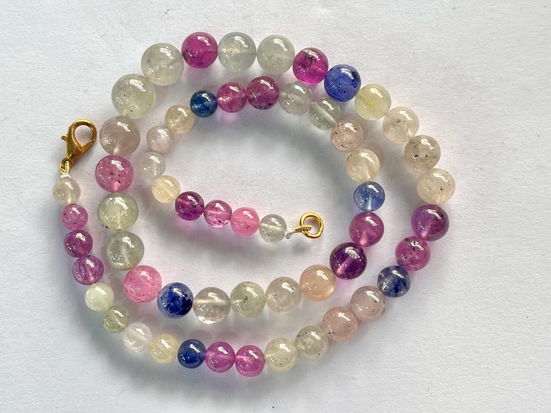 Multi Sapphire Smooth Spherical Shape Beads for Jewelry Making, 16 Inch ...