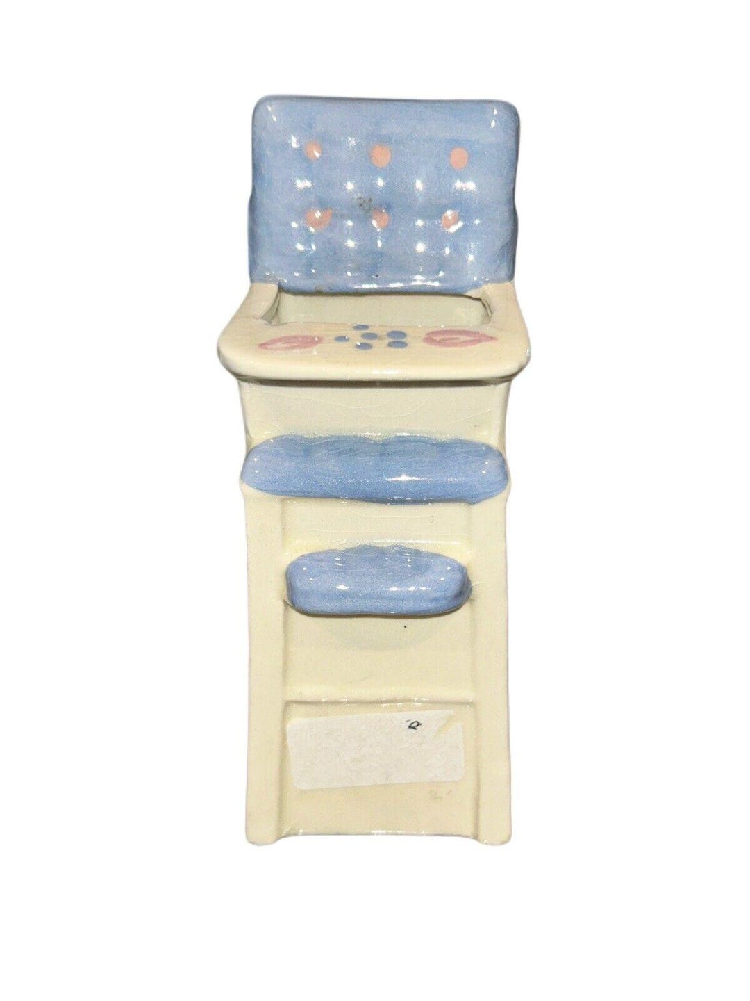 Vintage Block Pottery Blue Ceramic High Chair Planter Baby Room Decor ...